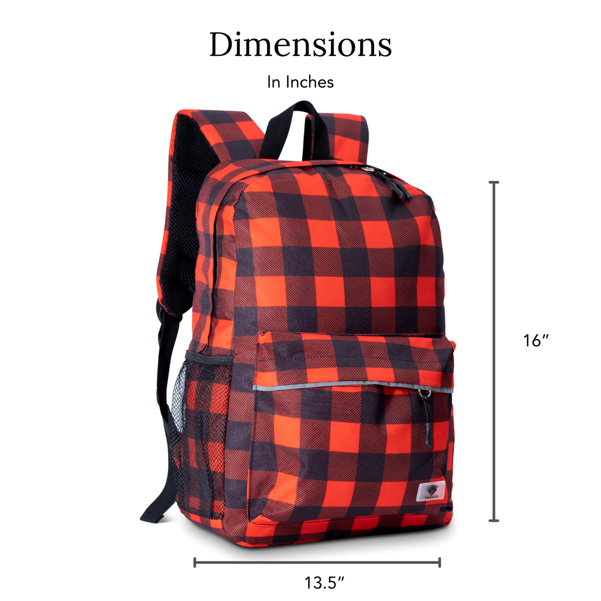 Red Buffalo Check Plaid Kids Backpack with Laptop Compartment, Durable ...